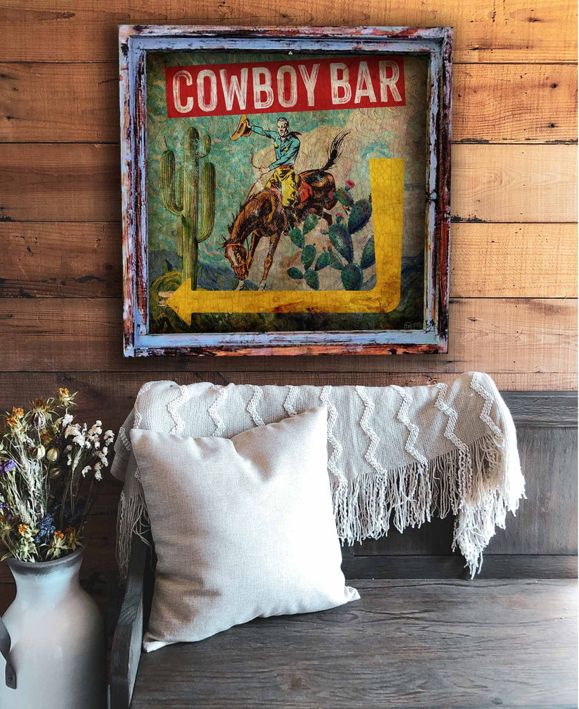 Cowboy Bar Square Framed Print – TroubleMaker Trading Company