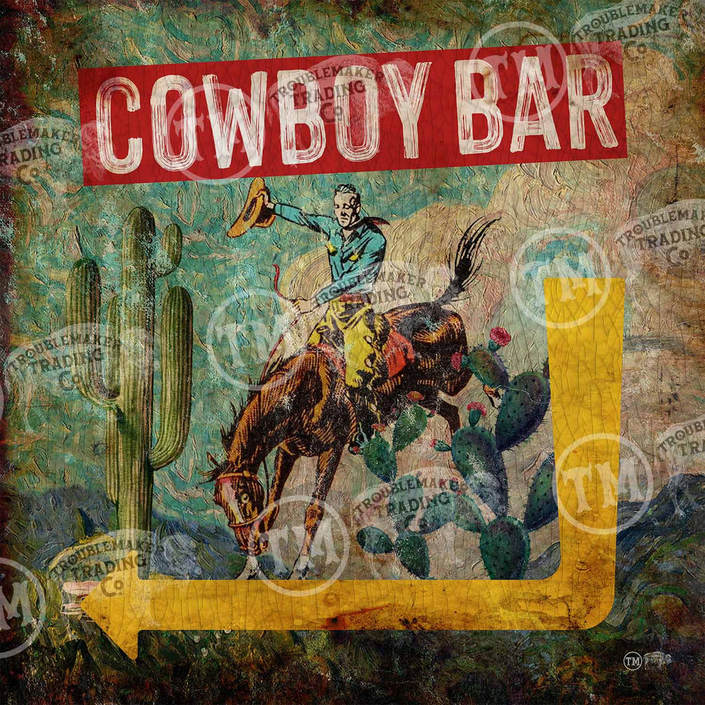Cowboy Bar Square Framed Print – TroubleMaker Trading Company